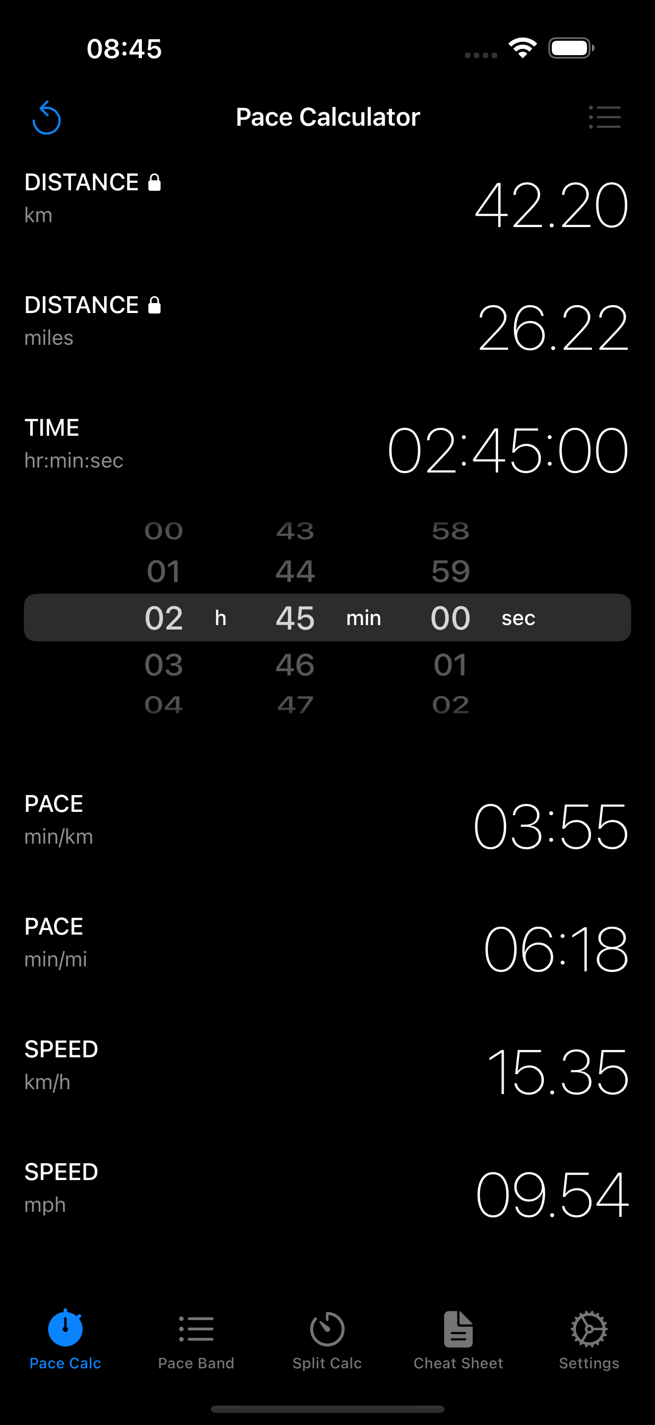 RunningCalc: Pace Calculator, Pace Bands, Split Tracker App